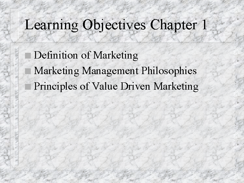 Learning Objectives Chapter 1